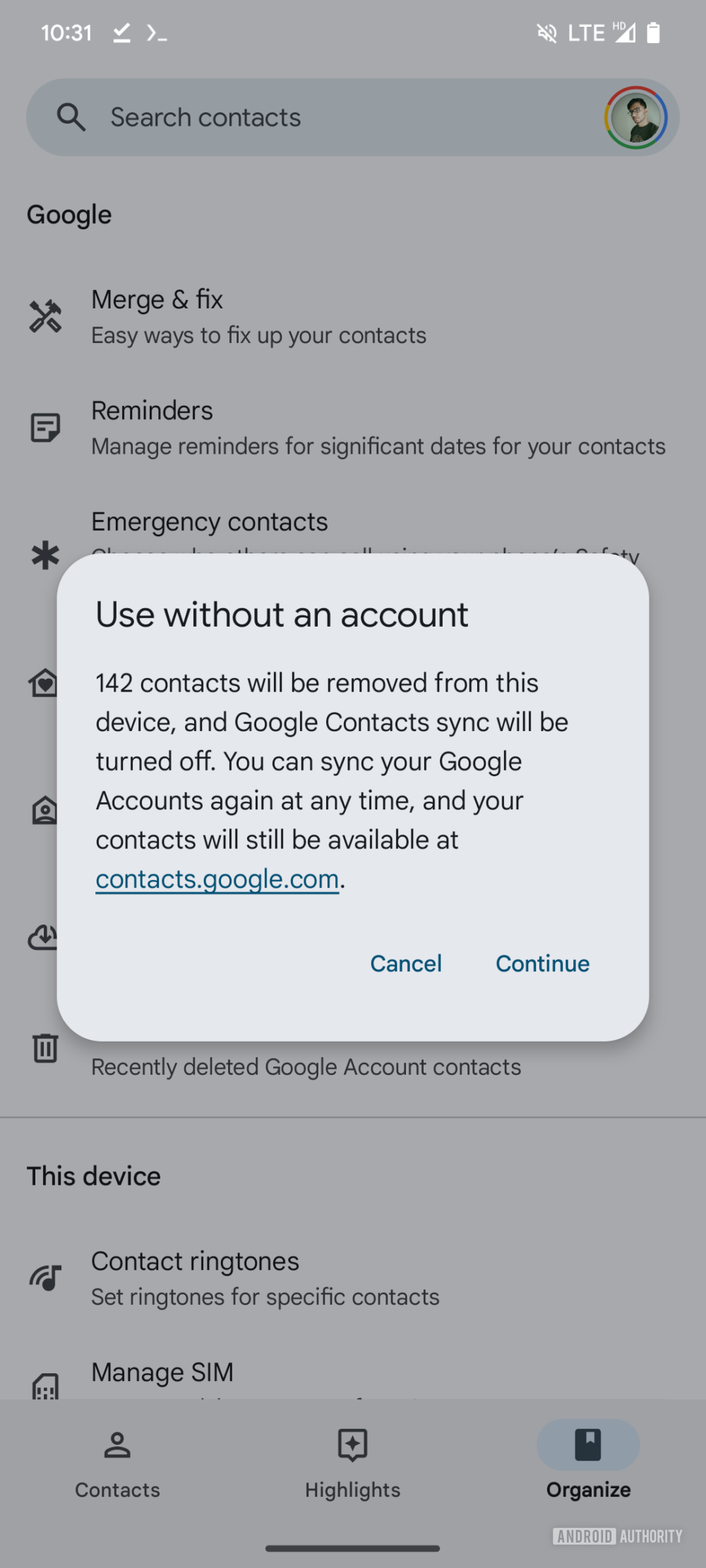 Google could make it easier to remove accounts from the Contacts app ...