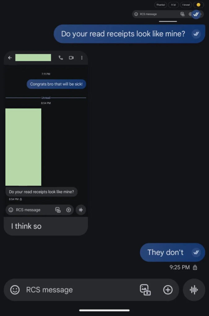 Google is trying something new with Messages's read receipts