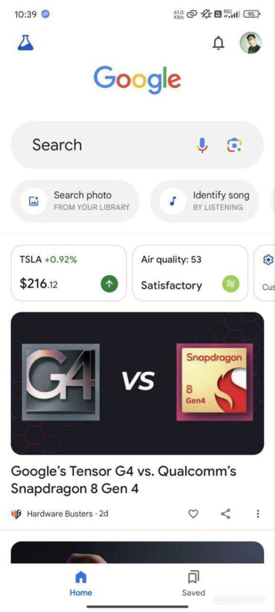 Google app Search button flirts with leaving bottom nav bar - Android Authority