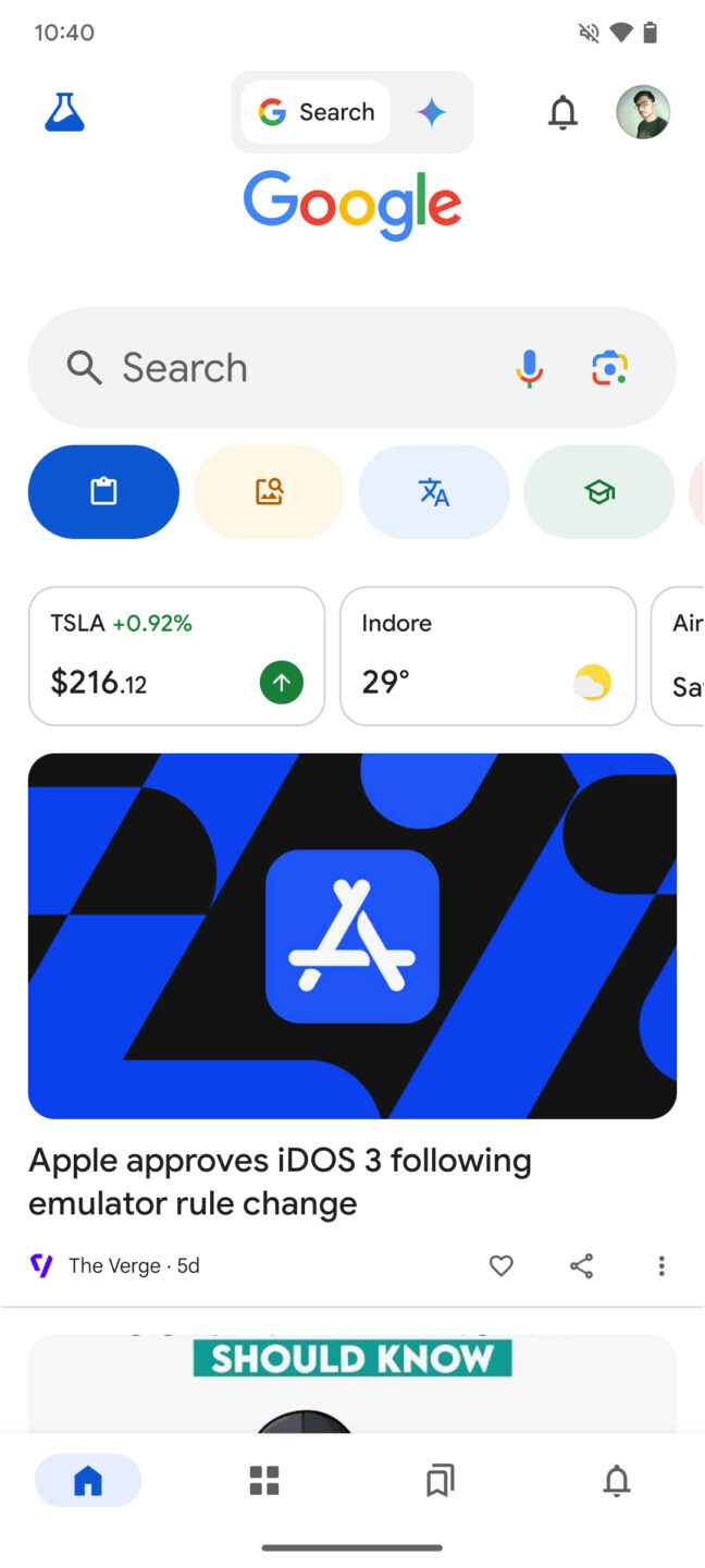 Google app Search button flirts with leaving bottom nav bar - Android ...