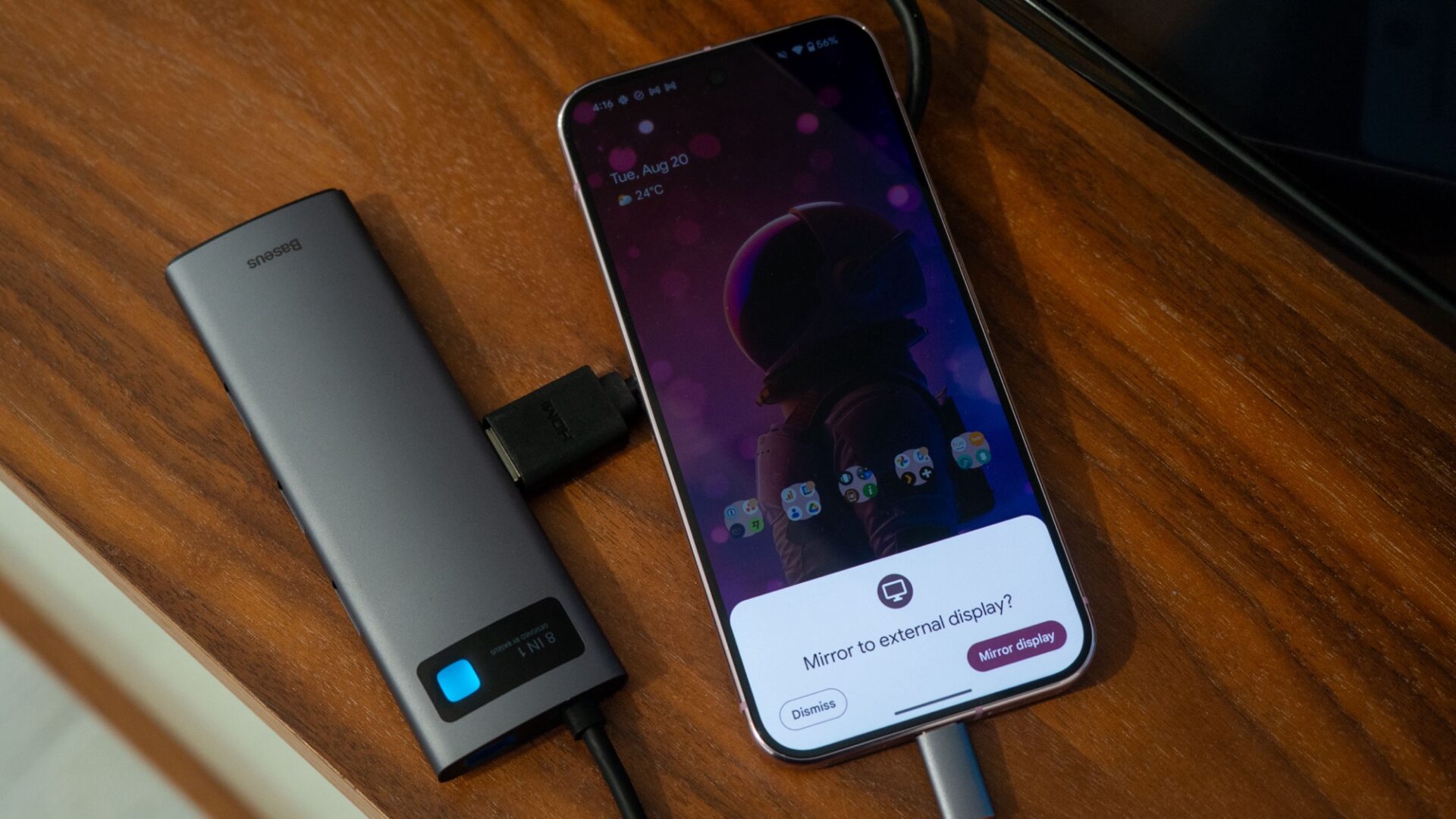 The Pixel 9 series supports display output over USB-C out of the box