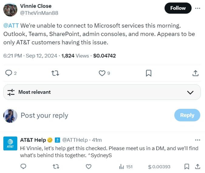 AT&T users are unable to connect to Microsoft services (Update: Microsoft and AT&T statements ...