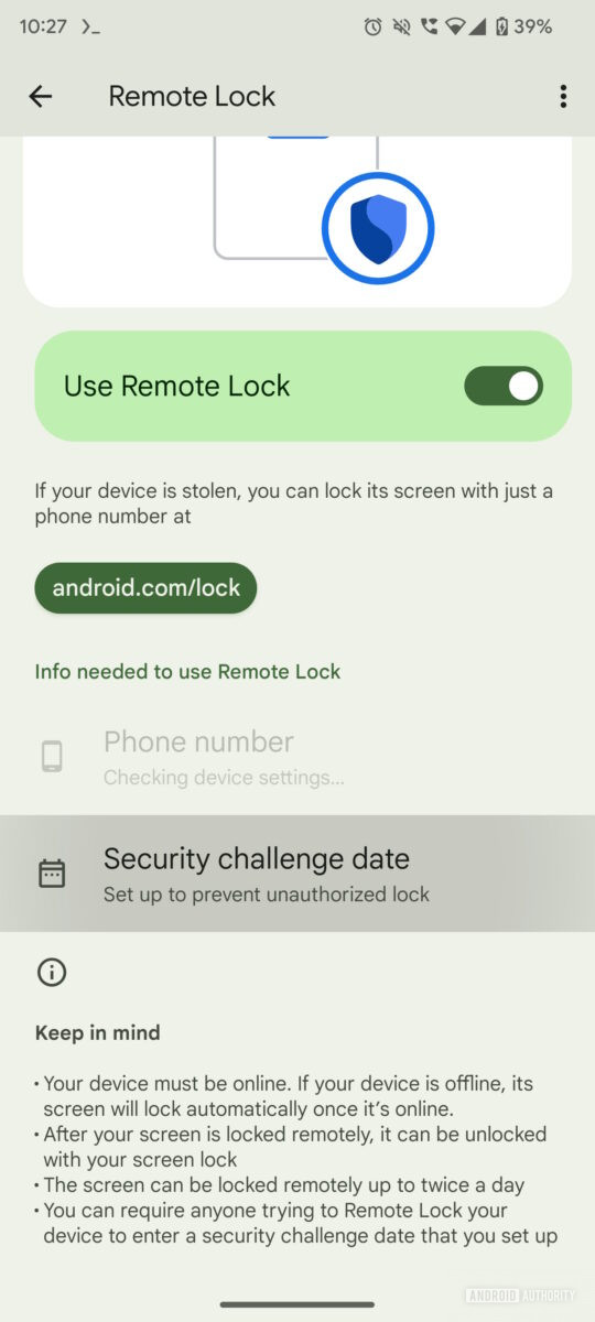 This is what Android's Remote Lock security challenge could look like ...