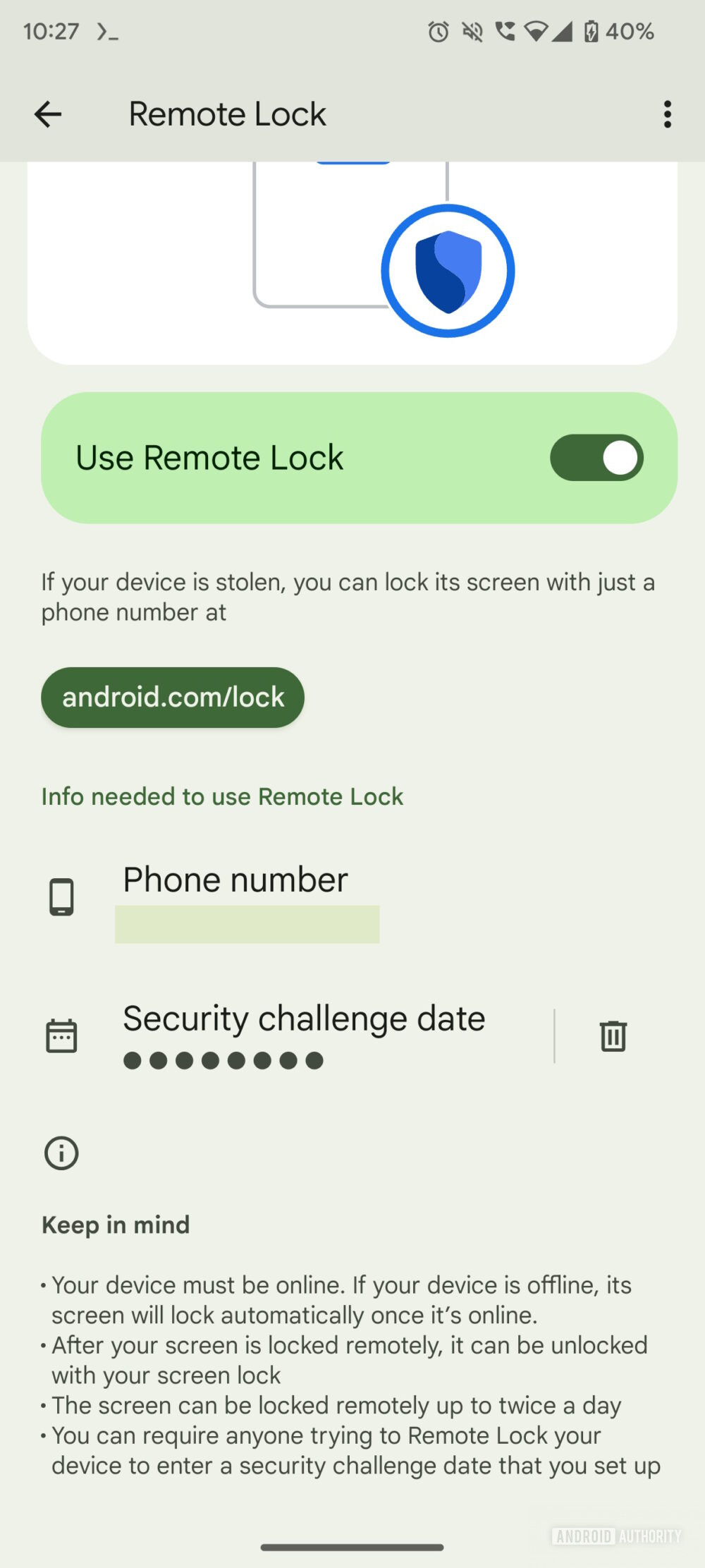 This is what Android's Remote Lock security challenge could look like ...
