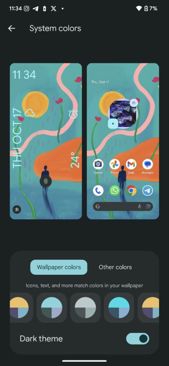 Android 15 offers fewer color choices for wallpaper-based theming