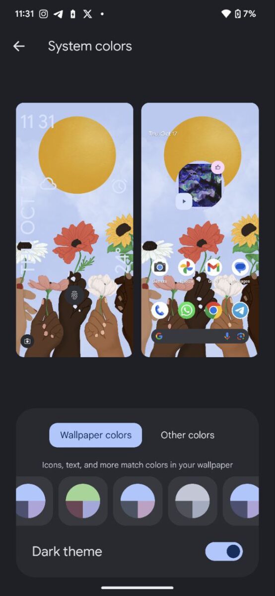 Android 15 offers fewer color choices for wallpaper-based theming