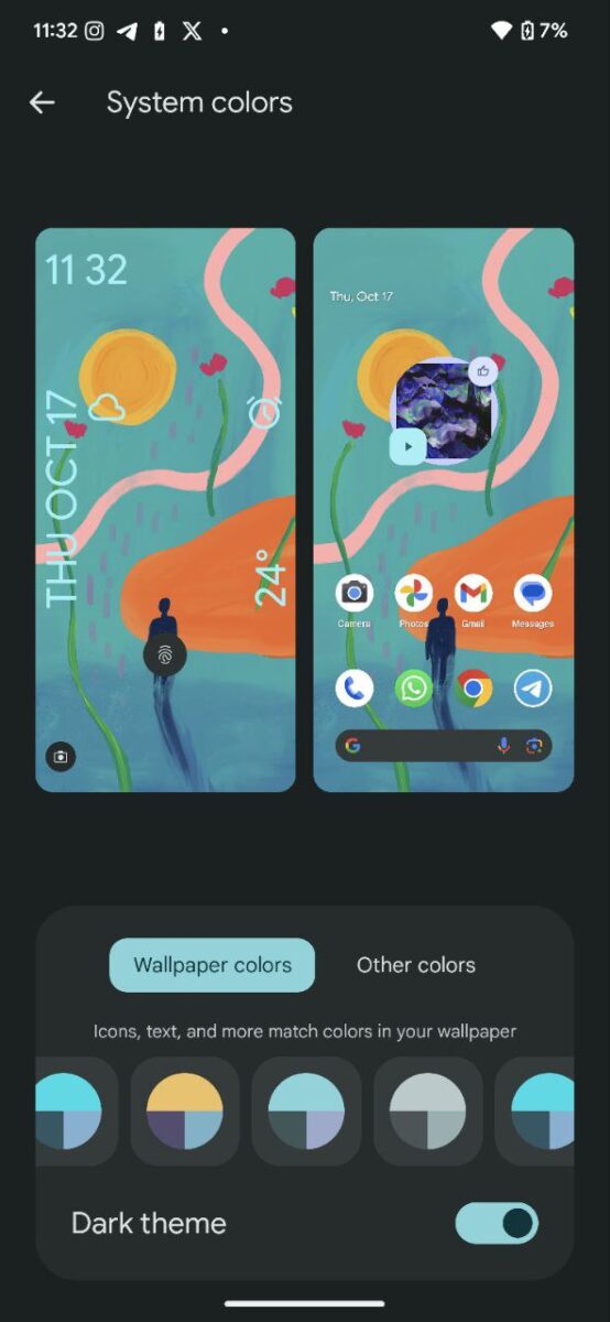 Android 15 offers fewer color choices for wallpaper-based theming