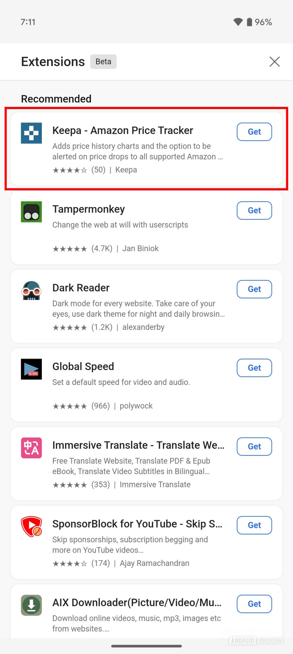 Edge Canary for Android adds Keepa Chrome extension support