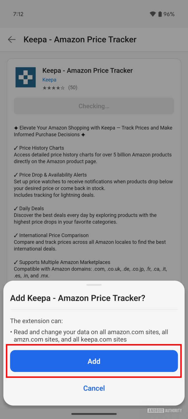 Edge Canary for Android adds Keepa Chrome extension support