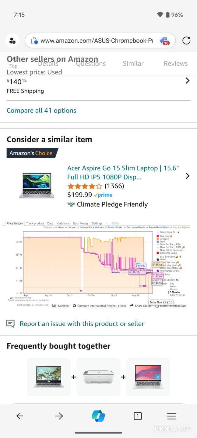 Edge Canary for Android adds Keepa Chrome extension support