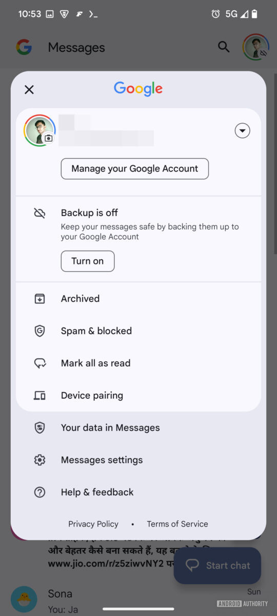 Google Messages backup tool will include storage view - Android Authority