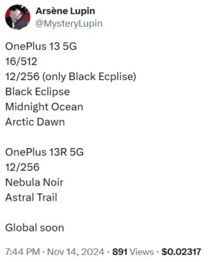 OnePlus 13 and 13R could launch globally in these colors and RAM ...