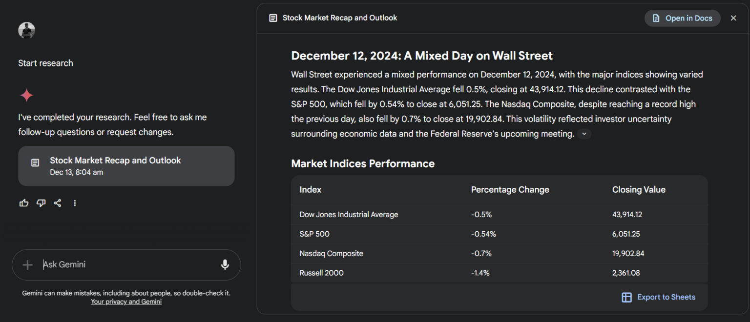Gemini's Deep Research tool is now available to all users