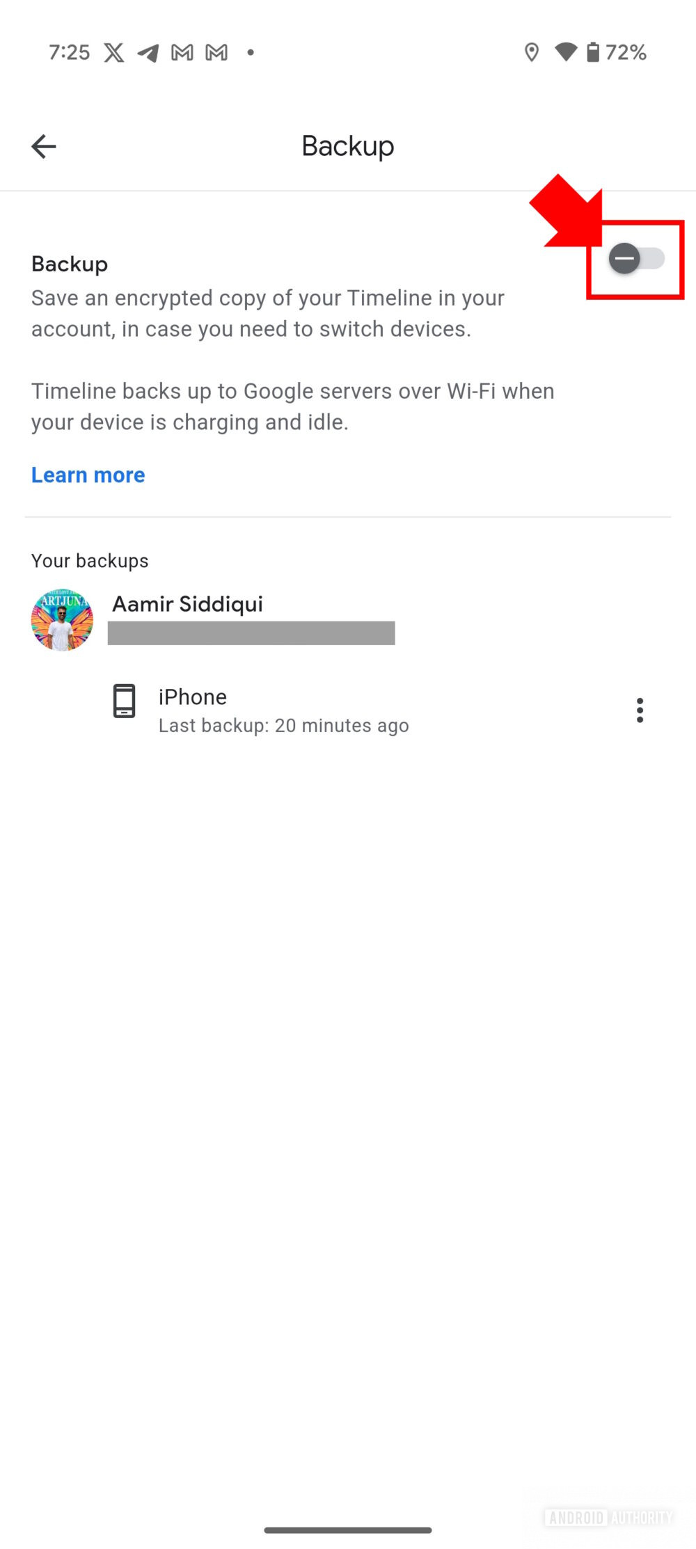 How to turn on cloud backup for on-device Google Maps Timeline
