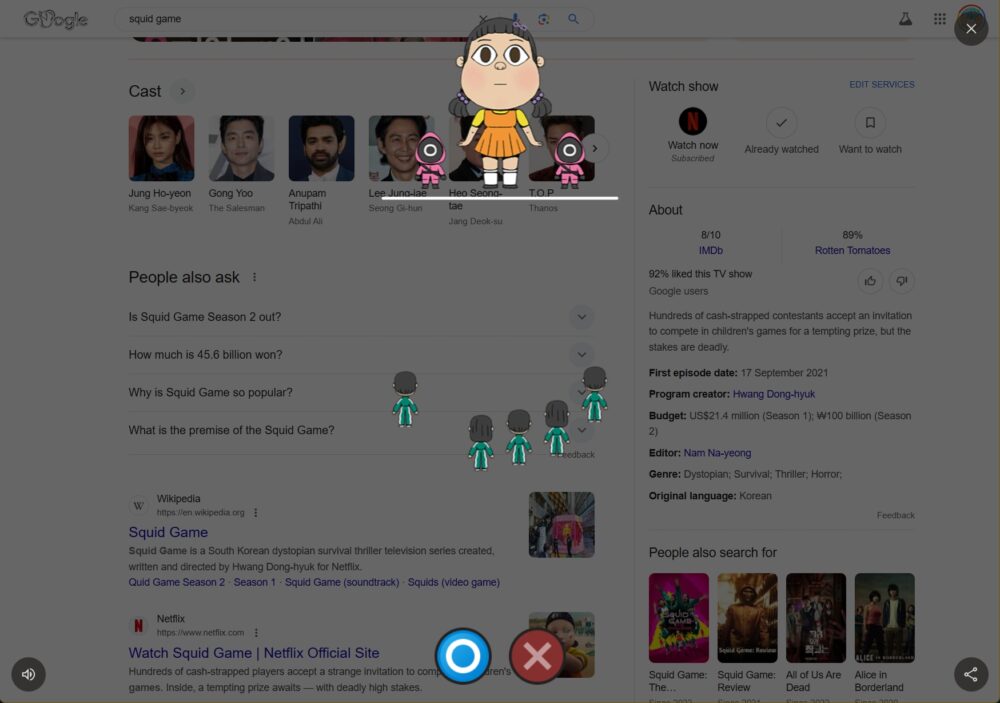Google Search Easter Egg: Play Squid Game's Red Light, Green Light Now