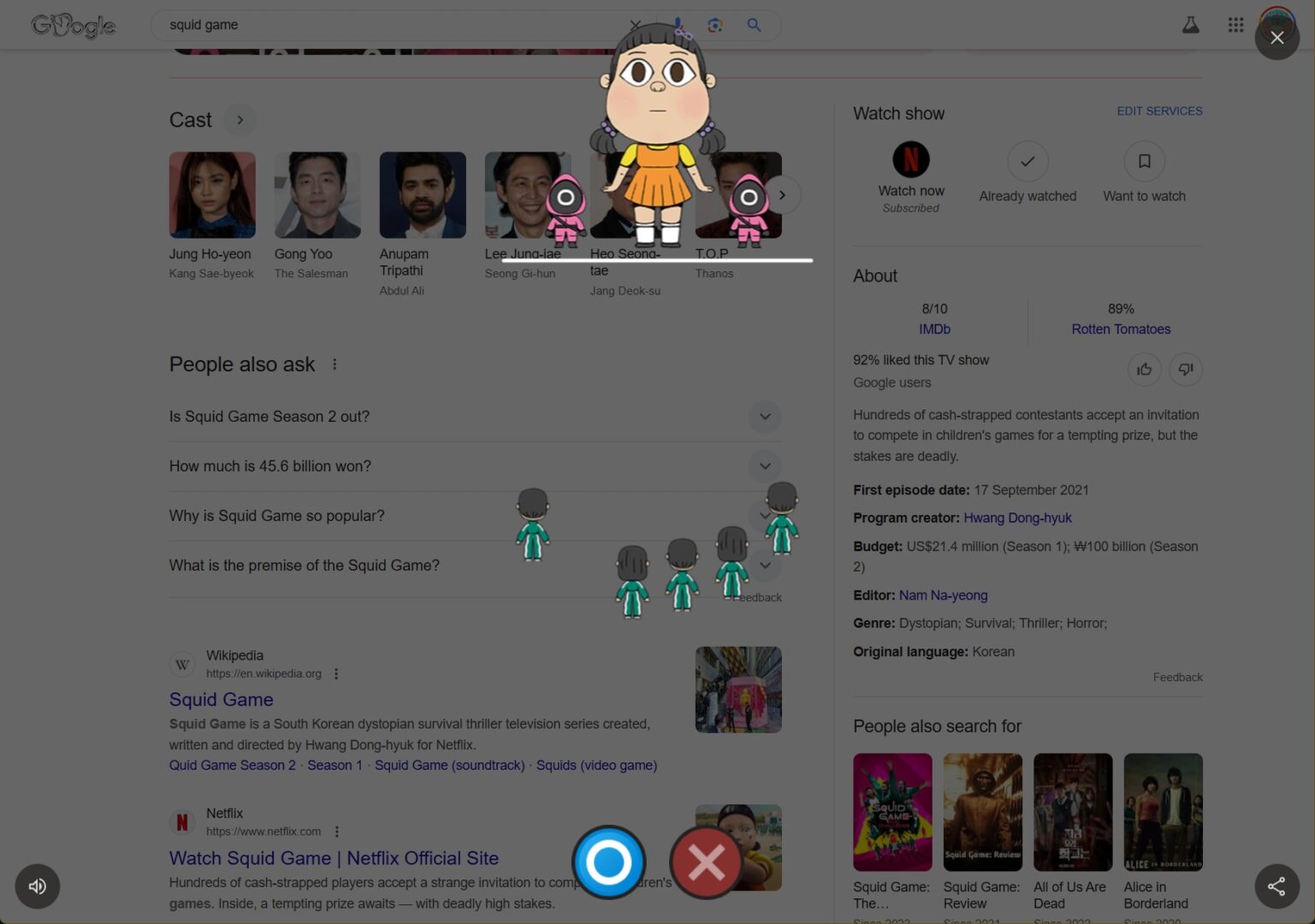 Google Search Easter Egg: Play Squid Game's Red Light, Green Light Now