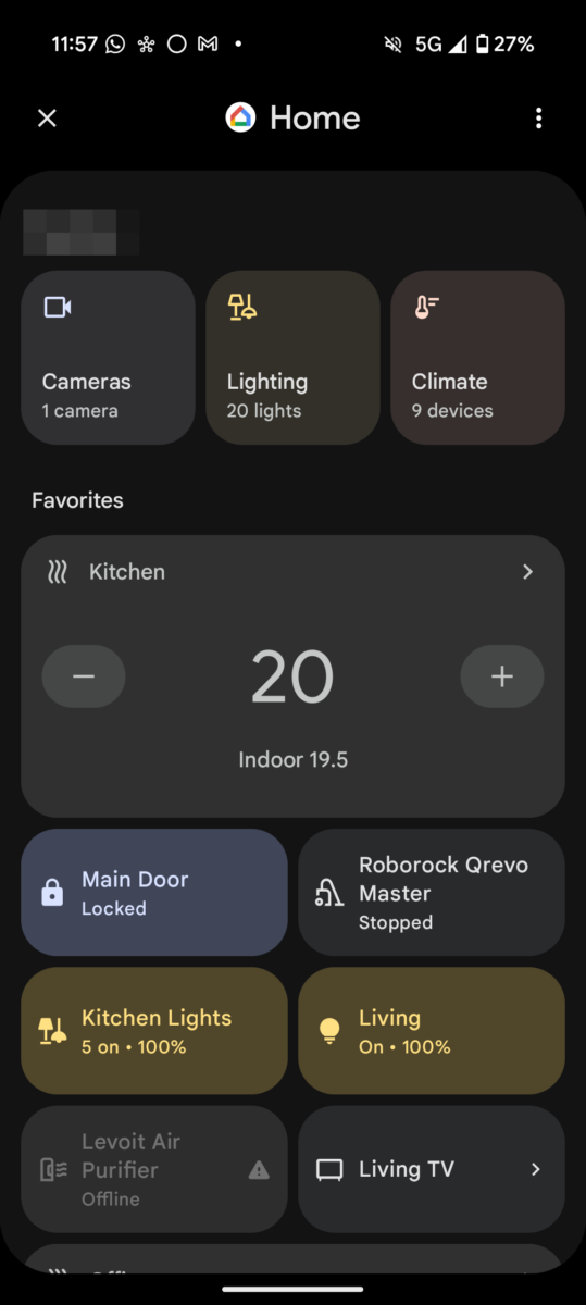 The smart home panel is low-key my favorite Google feature ever