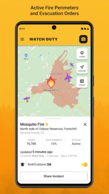 Watch Duty is a free app for real-time updates on wildfires