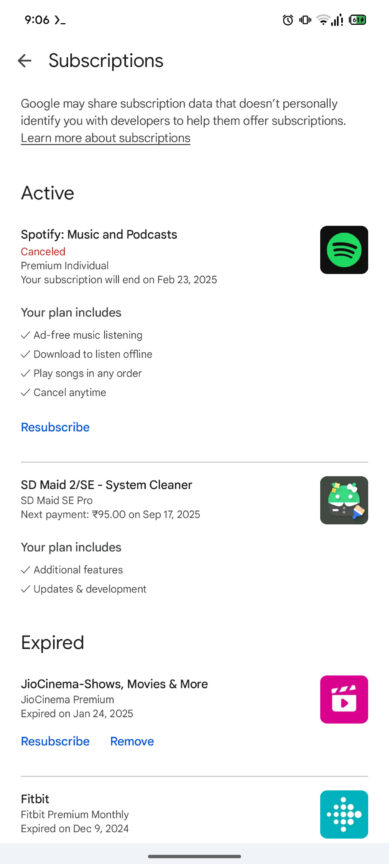The Google Play Store now helps you justify your subscriptions