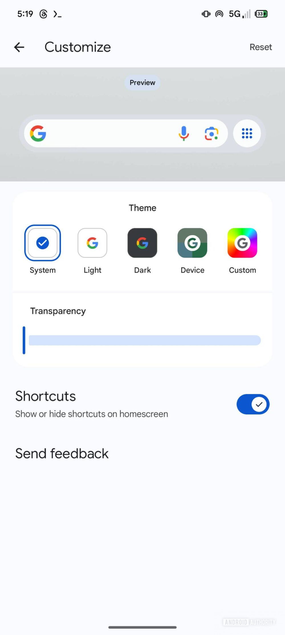 Google's Search widget is testing an even better shortcuts button (Updated)
