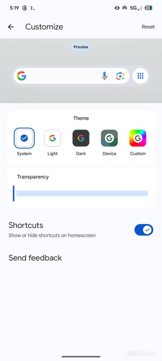 Google's Search widget is testing an even better shortcuts button (Updated)