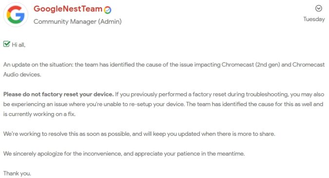 Google apologizes for Chromecast outage as workarounds emerge