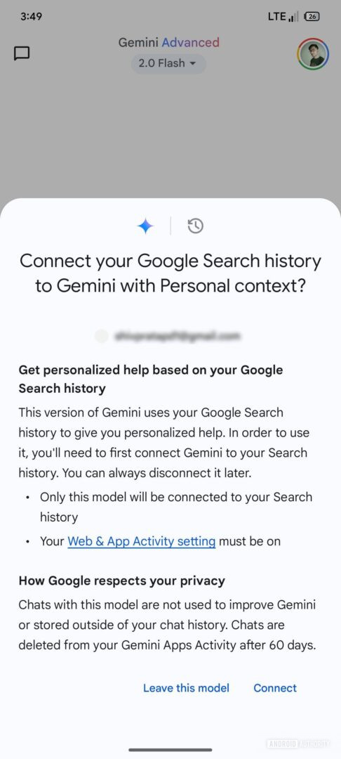 Gemini preps a new model that can access to your Search history