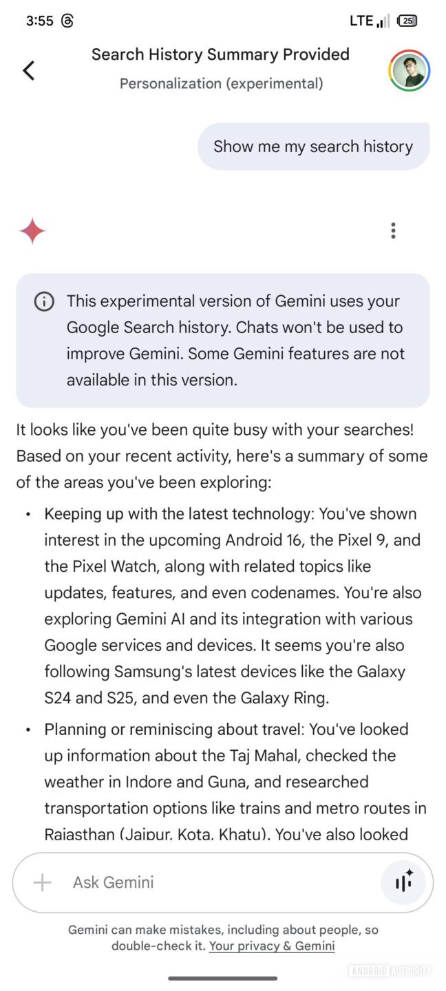 Gemini preps a new model that can access to your Search history