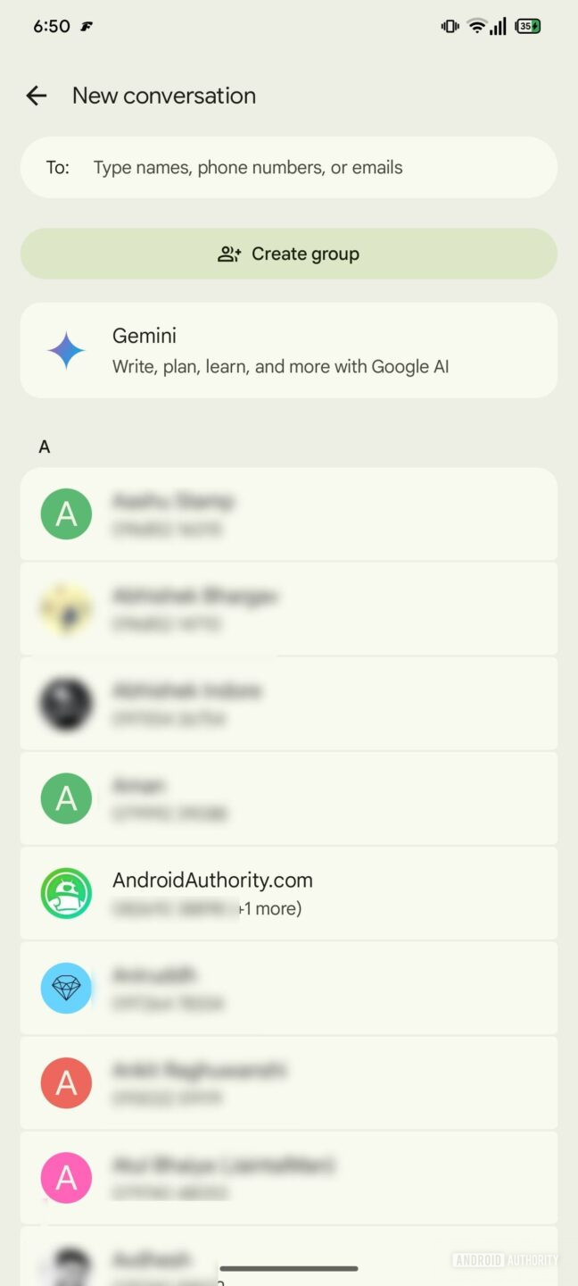 This is the new Start chat interface from the upcoming Google Messages ...