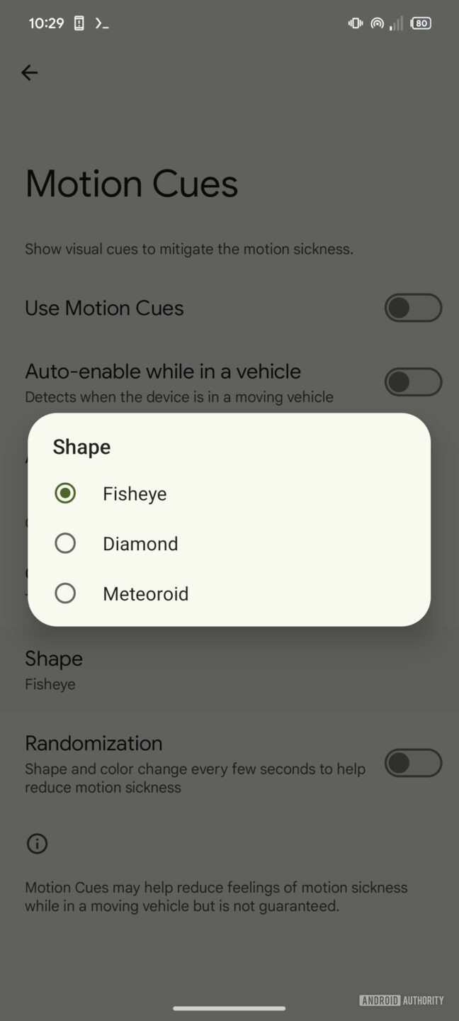 Google's upcoming Motion Cues feature gets customization options