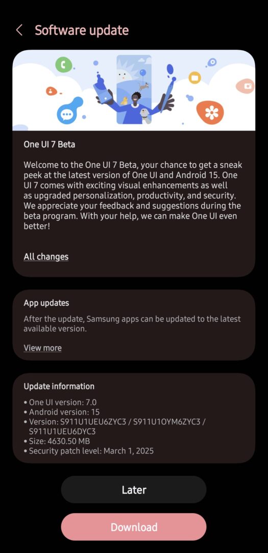 Samsung begins rolling out One UI 7 beta for Galaxy S23 series