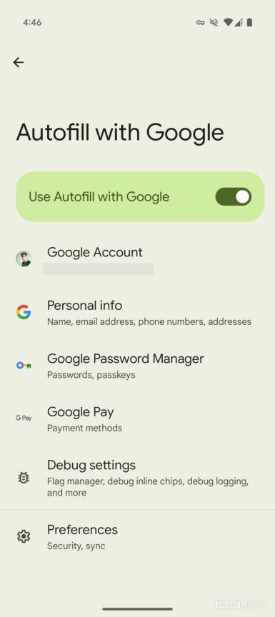 Google's Autofill feature might soon get a UI refresh for its settings
