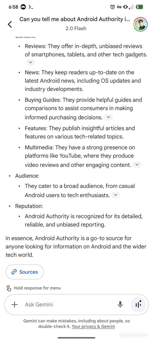 Gemini could clean up how it shares sources, similar to ChatGPT (Updated: Rolling out)