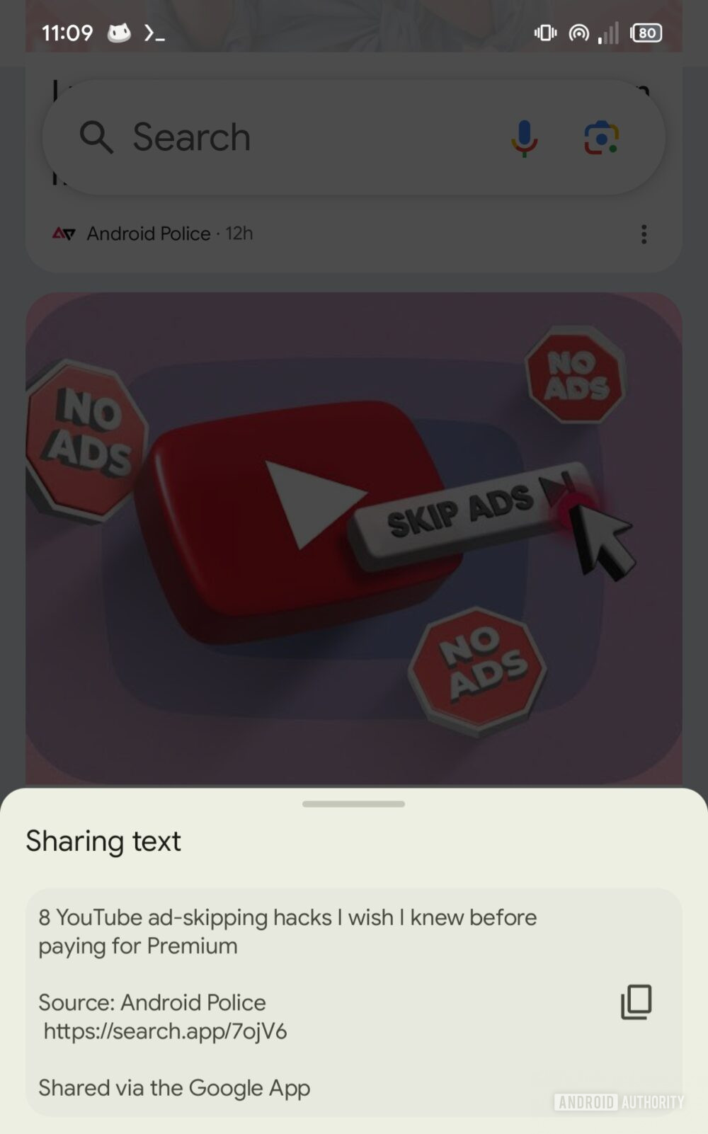 Google Discover now shares links with shortened URLs