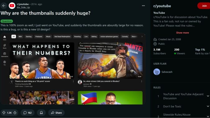 YouTube is testing giant homepage thumbnails, and people hate it ...