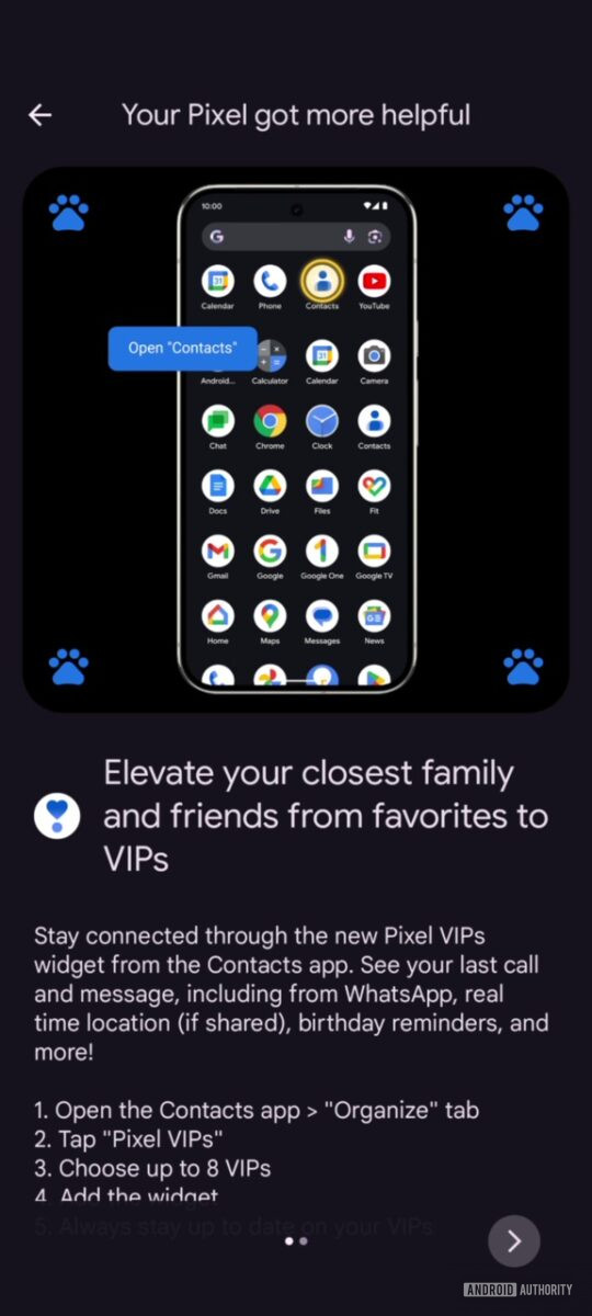 Here's a good look at Google Contact's upcoming Pixel VIPs widget