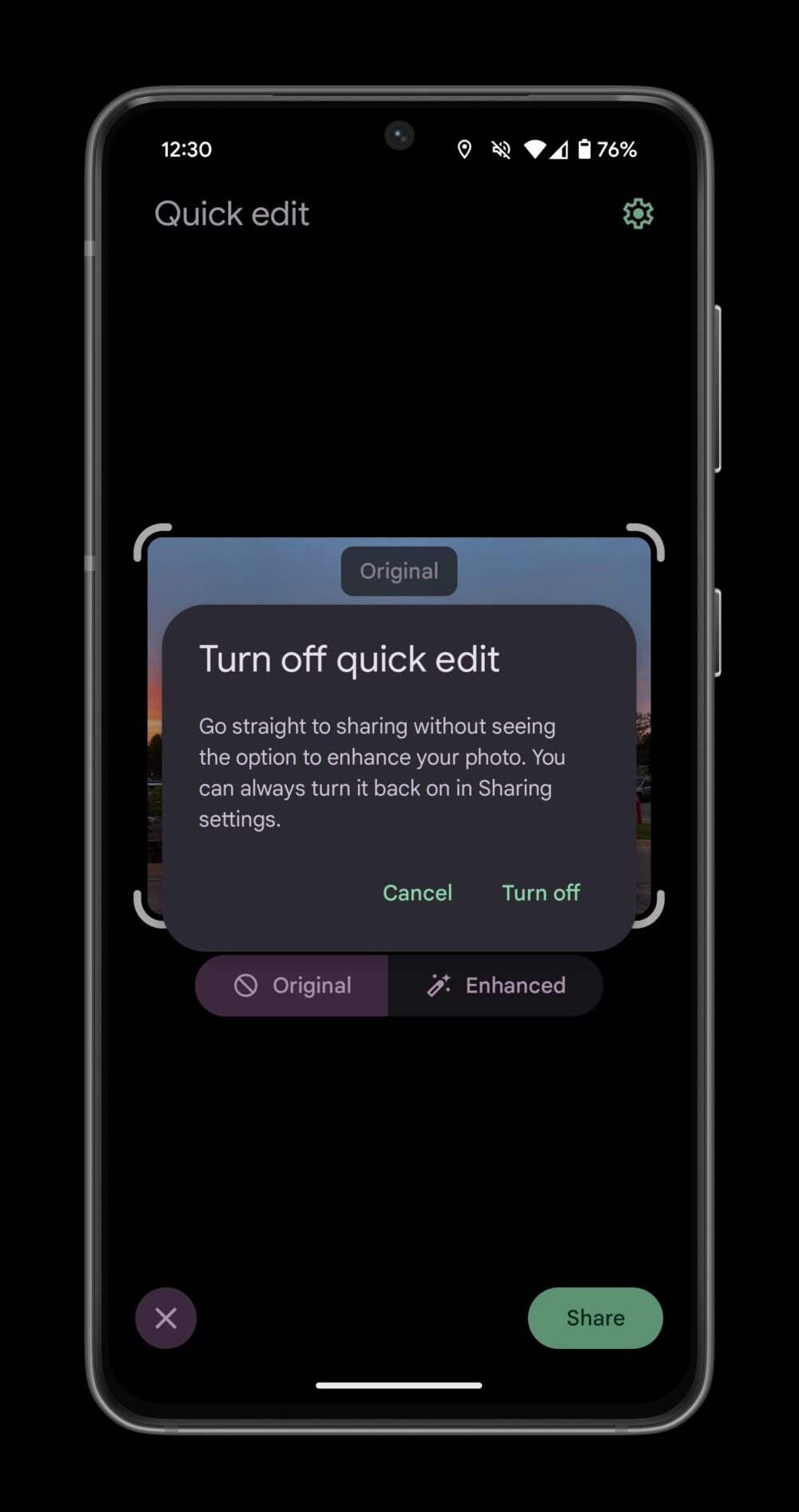 I tried Google Photos' Quick Edit feature and instantly turned it off