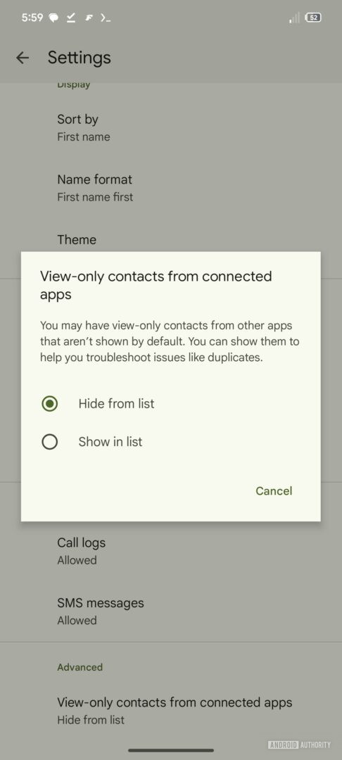 Google Contacts could let you control clutter from third-party apps