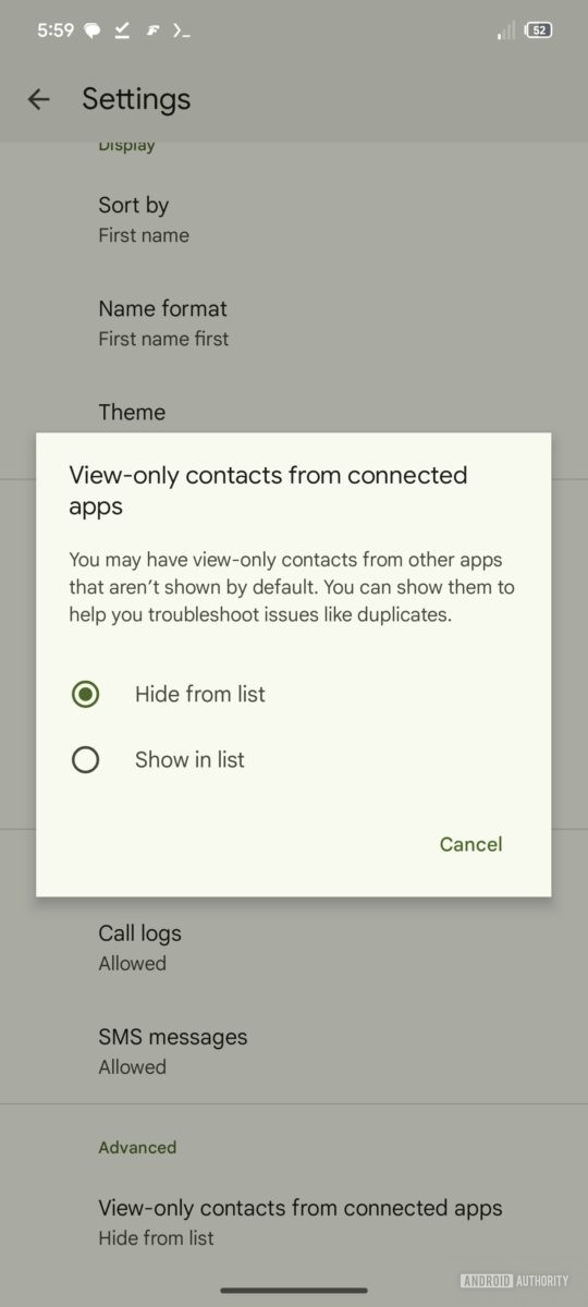 Google Contacts could let you control clutter from third-party apps