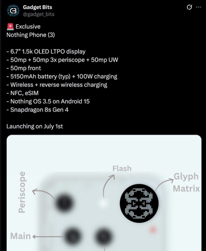 Nothing Phone 3 specs leak: Big upgrades incoming despite sub-flagship ...