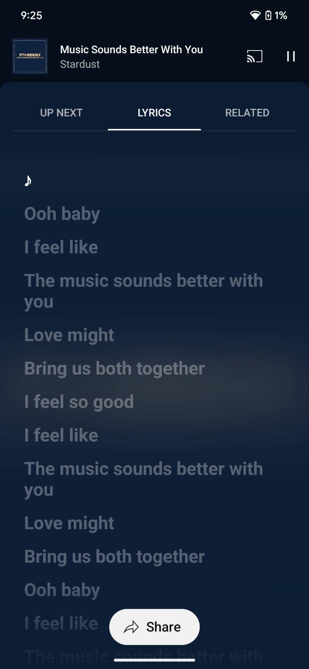 YouTube Music's new lyrics sharing feature is finally reaching more users