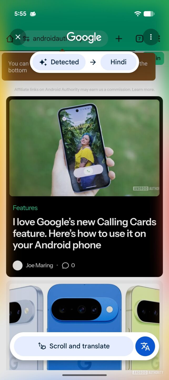 Hands-on with Circle to Search's "Scroll and translate" feature