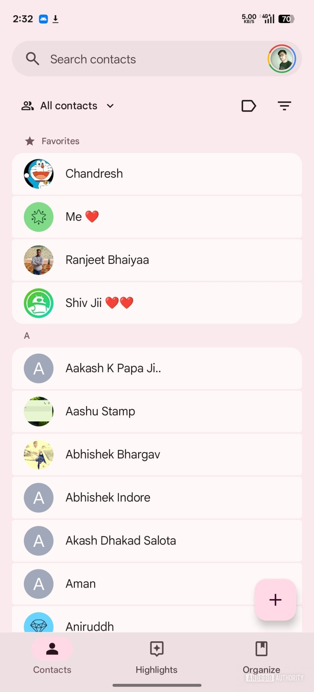 Google Contacts' new Material 3 Expressive look is rolling out