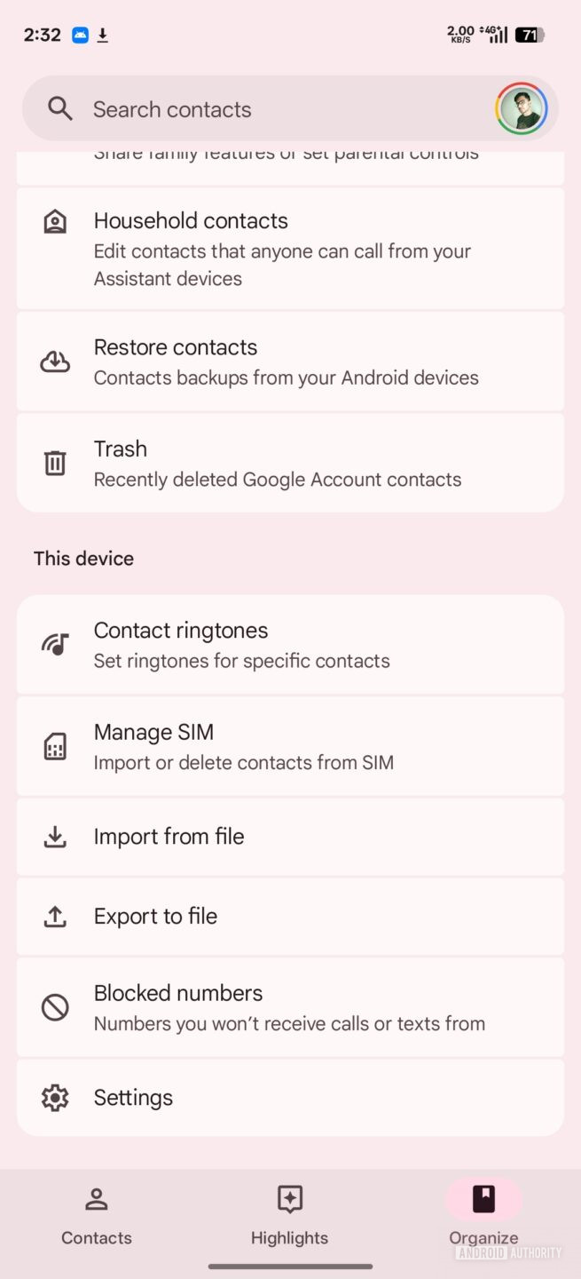 Google Contacts' new Material 3 Expressive look is rolling out