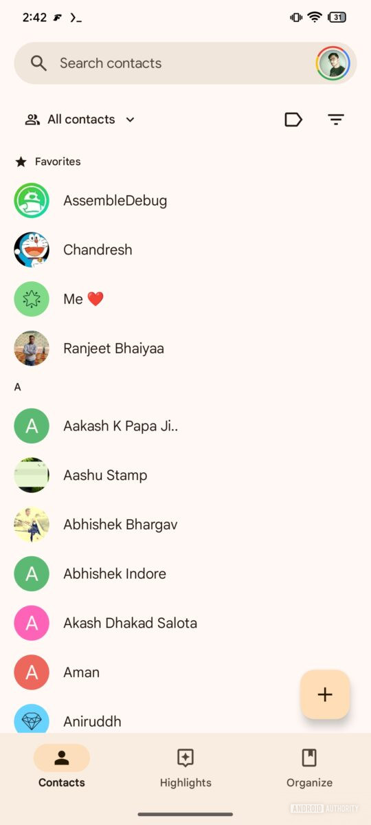 Google Contacts' new Material 3 Expressive look is rolling out