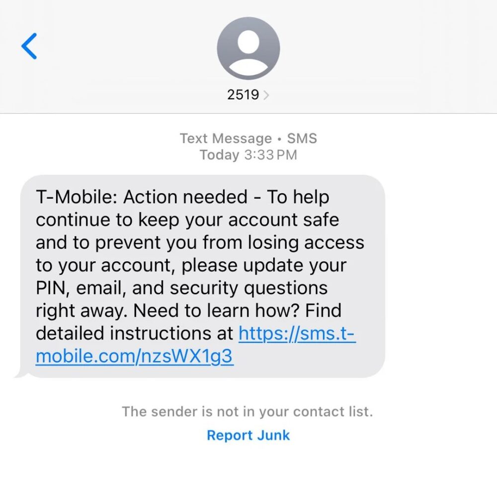 T-Mobile is sending out a suspicious text sparking security fears