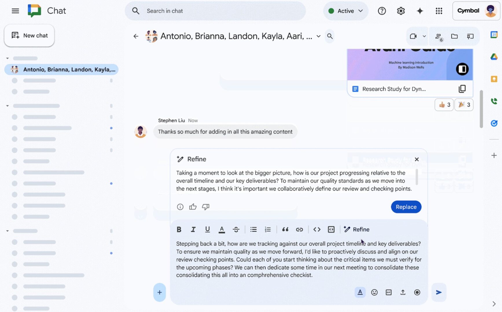 The new Google Chat Refine feature could help impress your boss ...