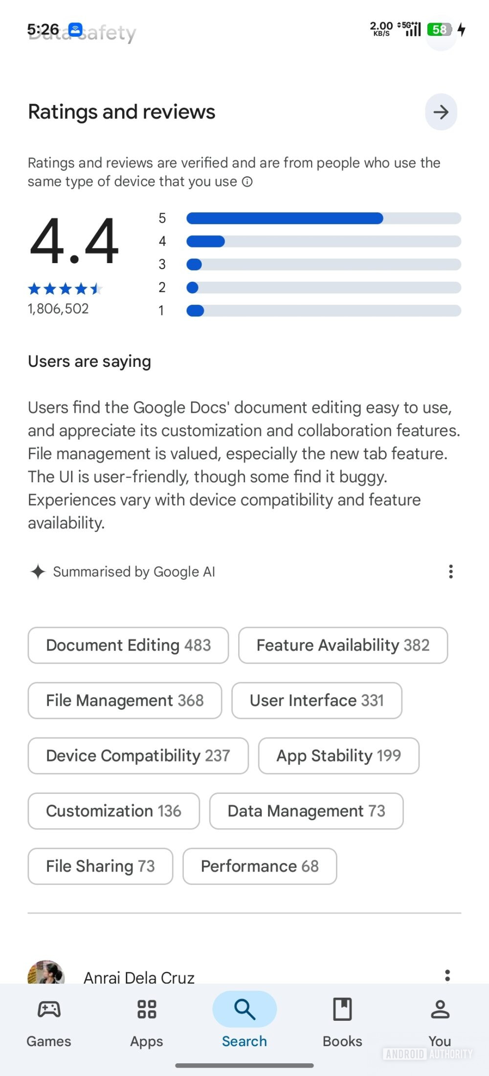 The Play Store is now serving AI-generated app review summaries ...