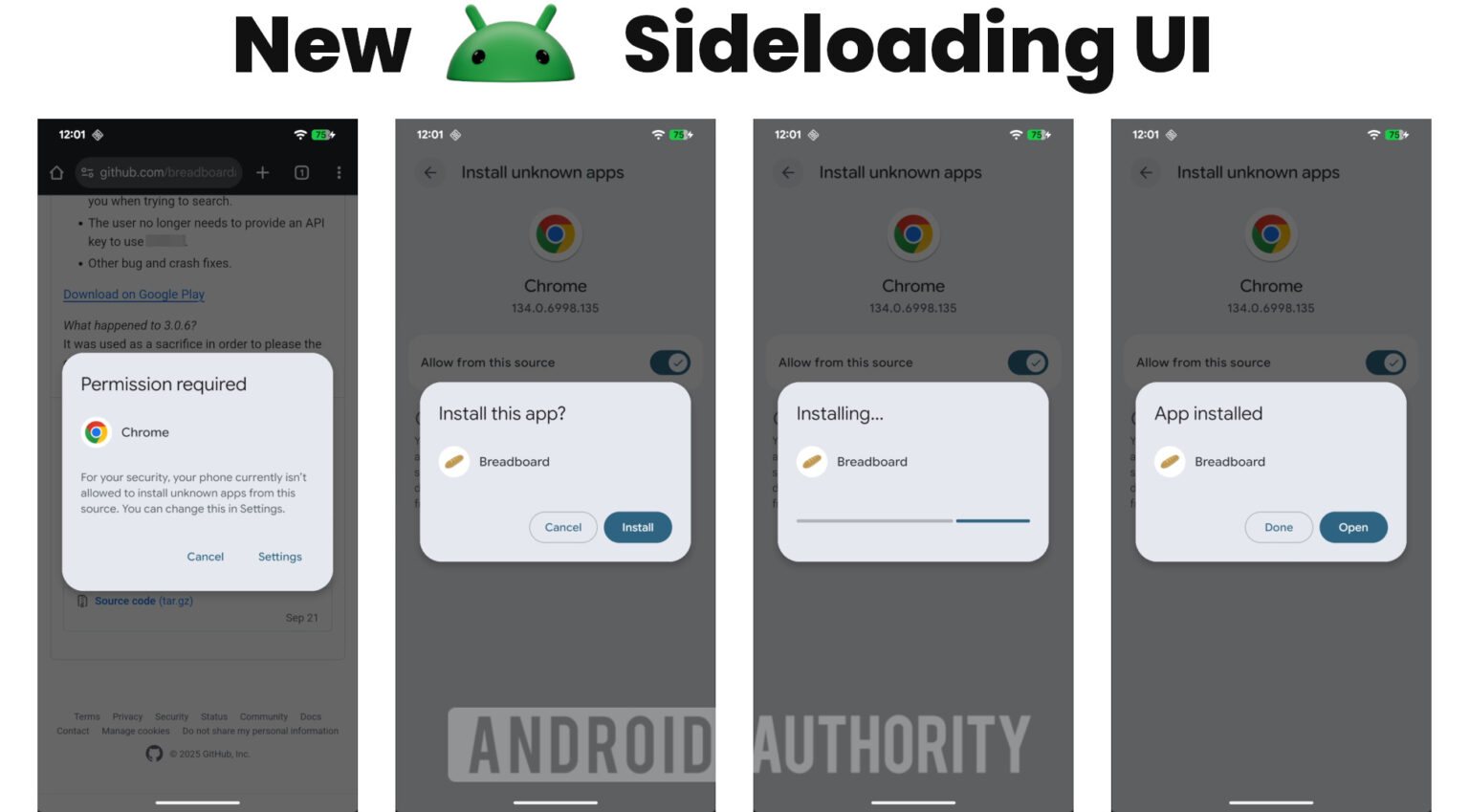 Sideloading apps on Android 16 QPR2 has a much nicer-looking UI