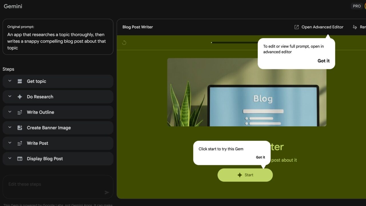 Gemini on the web now supports AI mini app creation via Opal